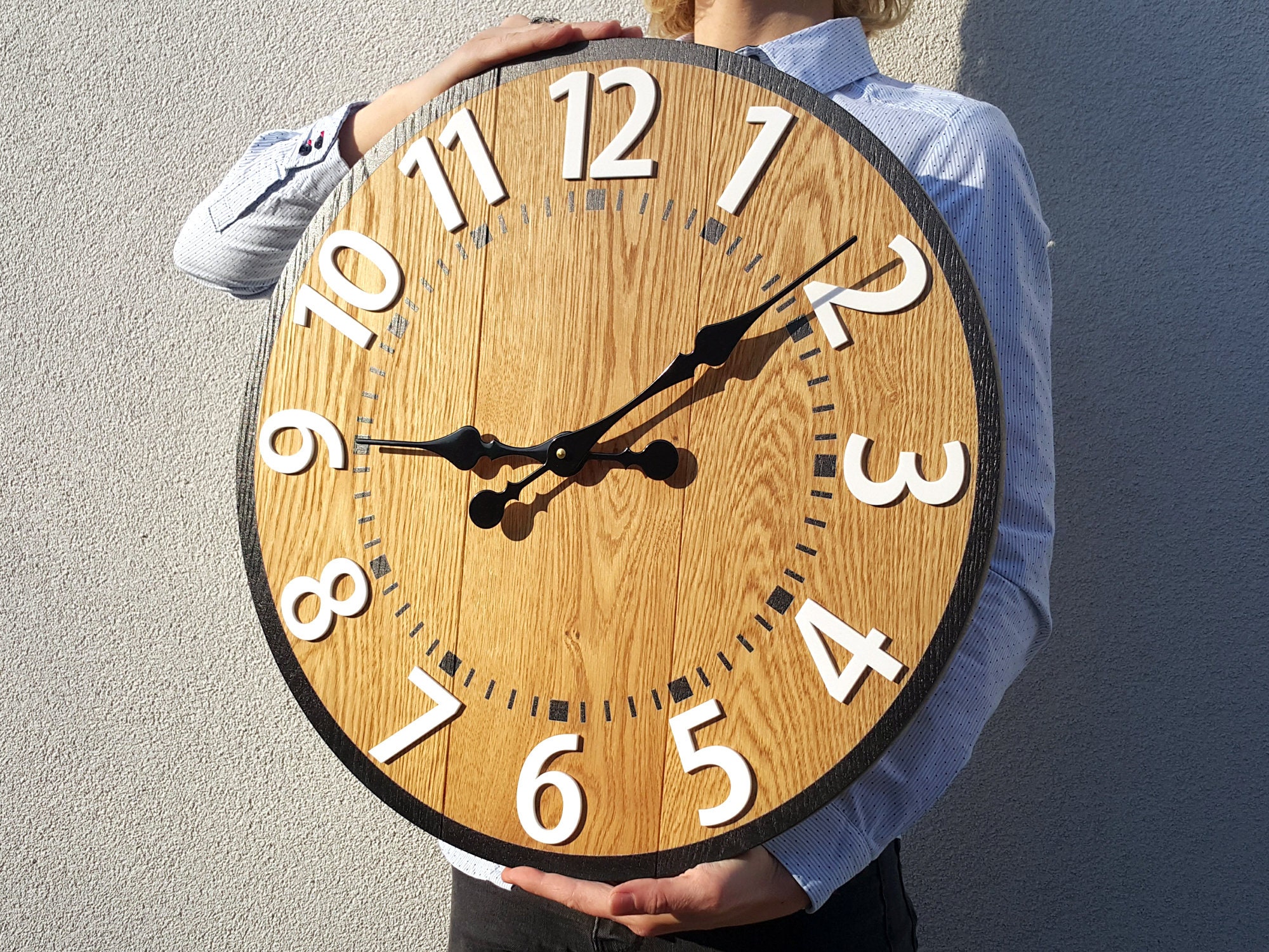 Wood Clock Berlin White Clock With Numbers loft Wall - Etsy Wood Clock Berlin White Clock With Numbers loft Wall - Etsy