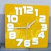 Large Wall Clock Square Yellow With White Numbers High-gloss 30cm / 11 ...
