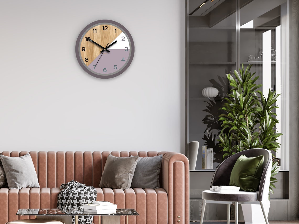 Scandi Wall Clock With Pastel Colors Minimalist Wooden Clock Pale ...