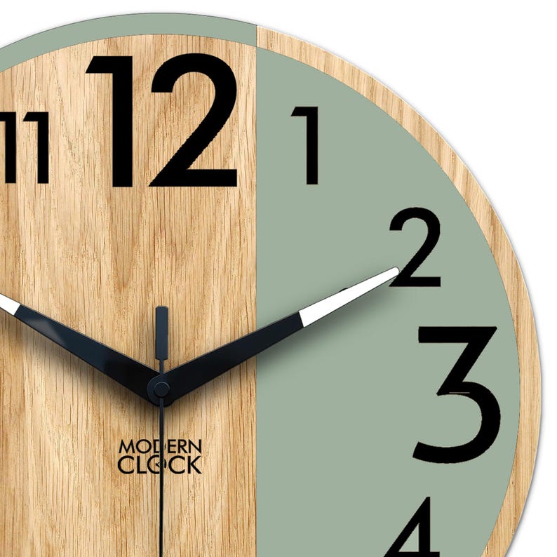 Sage Green Wall Clock – Modern Wooden Frame, Minimalist & Stylish ...