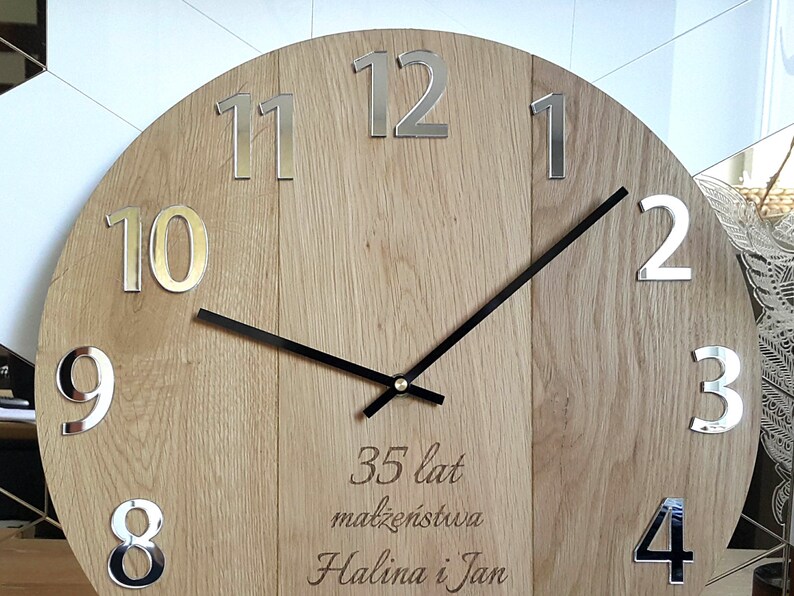 Large Wall Clock With Mirror Numbers With Personalization : on - Etsy