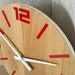 Large Wall Clock Wood Clock With Red Numbers and White Clock - Etsy