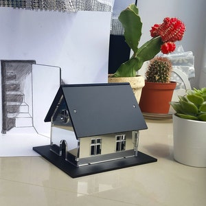 Miniature House, Black and Mirror House, Architecture Decor, Geometric ...