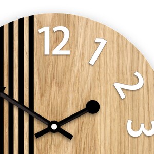 Wood Wall Clock London, Modern Wall Clock With Numbers and Lines ...
