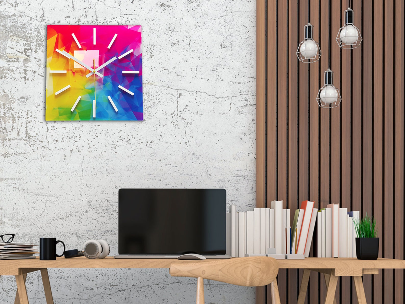 Large Wall Clock Clock Wall Clock Amazing Rainbow Wall - Etsy