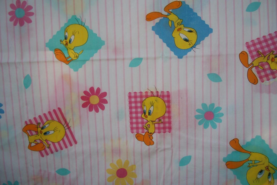 Tweety Bird /vintage / Looney Tunes/ Flat Bed Sheet With Stripes and ...
