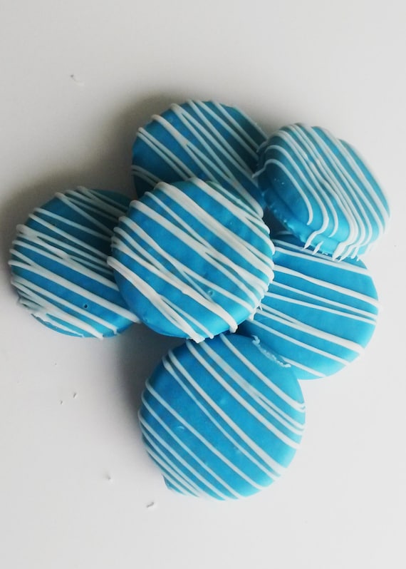 12 Baby Blue Chocolate Covered Oreo Cookies With White - Etsy