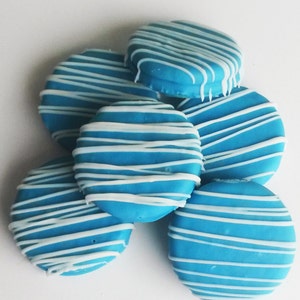 12 Baby Blue Chocolate Covered Oreo Cookies With White Chocolate ...