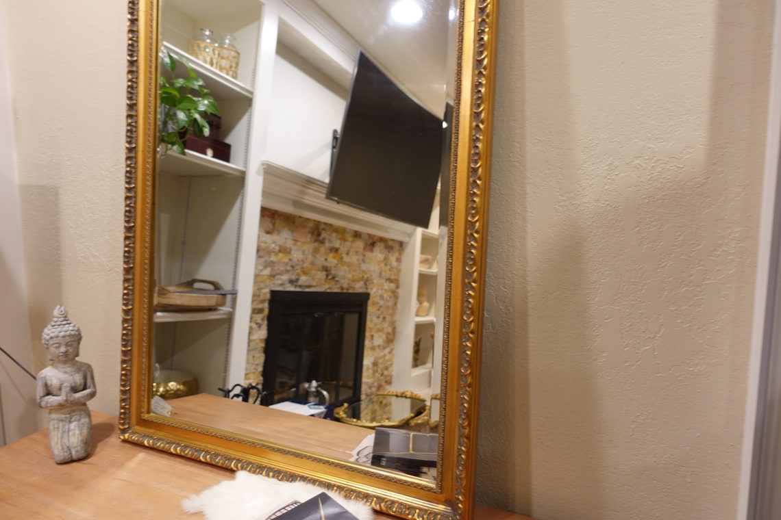 Large Vintage Gold Mirror, Gold Frame Mirror, Vintage, Antique, Wedding ...