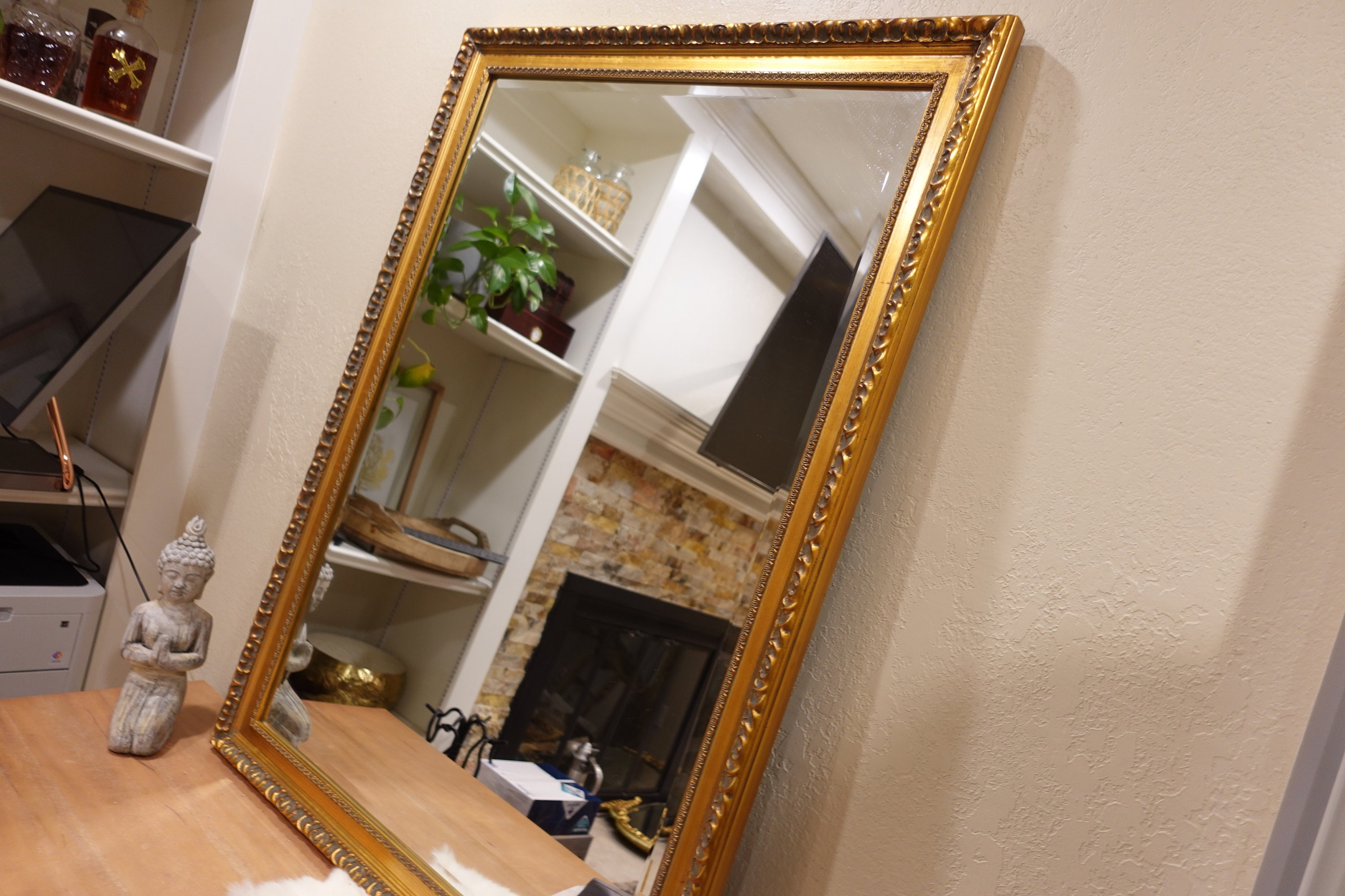Large Vintage Gold Mirror, Gold Frame Mirror, Vintage, Antique, Wedding ...