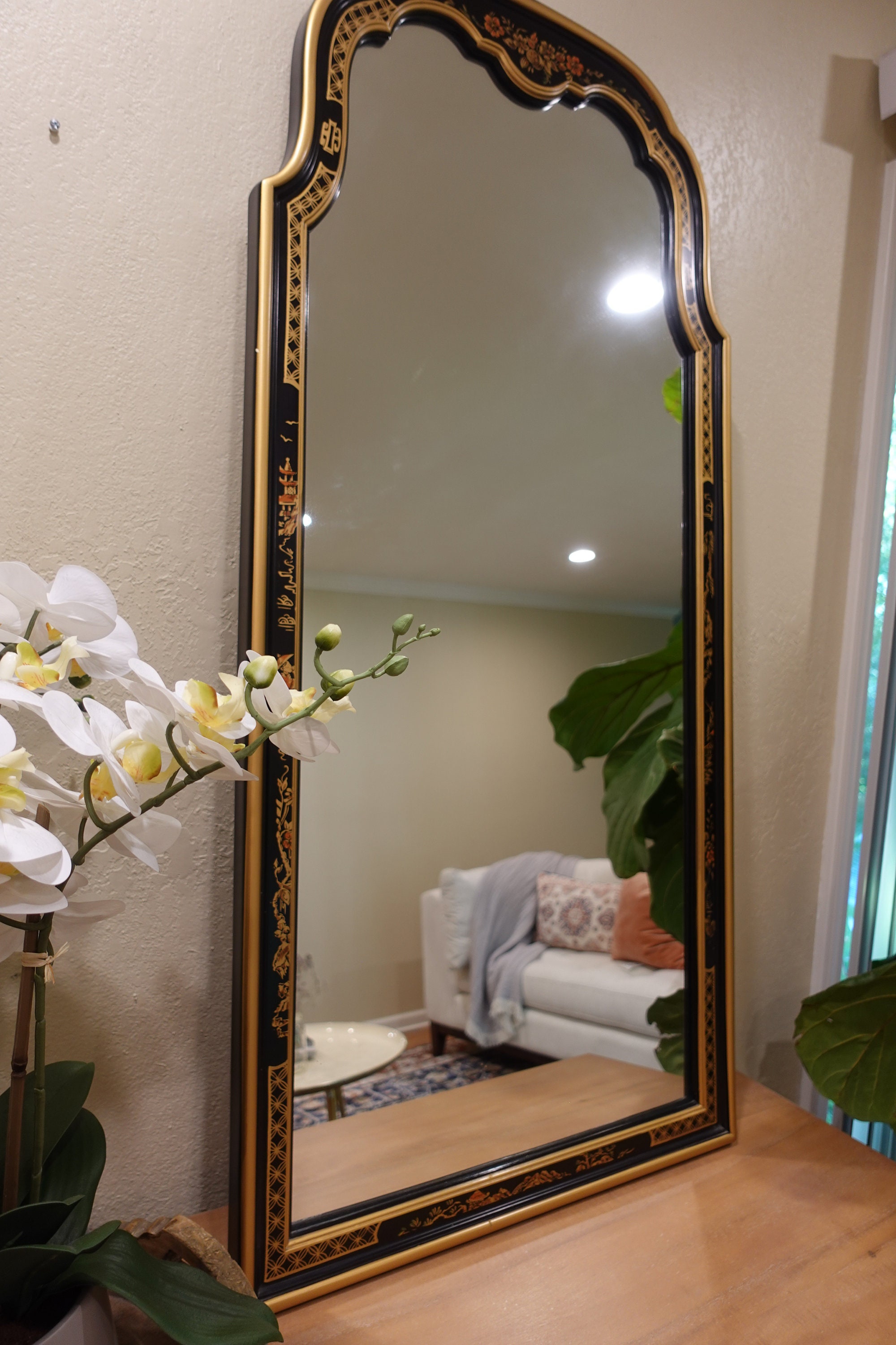 Tall Wall Mirror, Home Decor, Vintage and Antique Mirror, Oriental ...