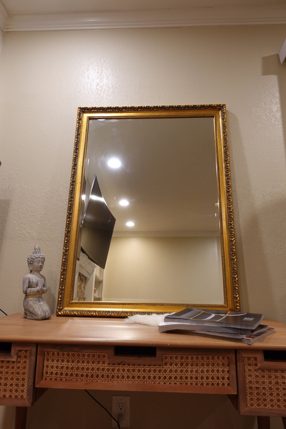 Large Vintage Gold Mirror, Gold Frame Mirror, Vintage, Antique, Wedding ...