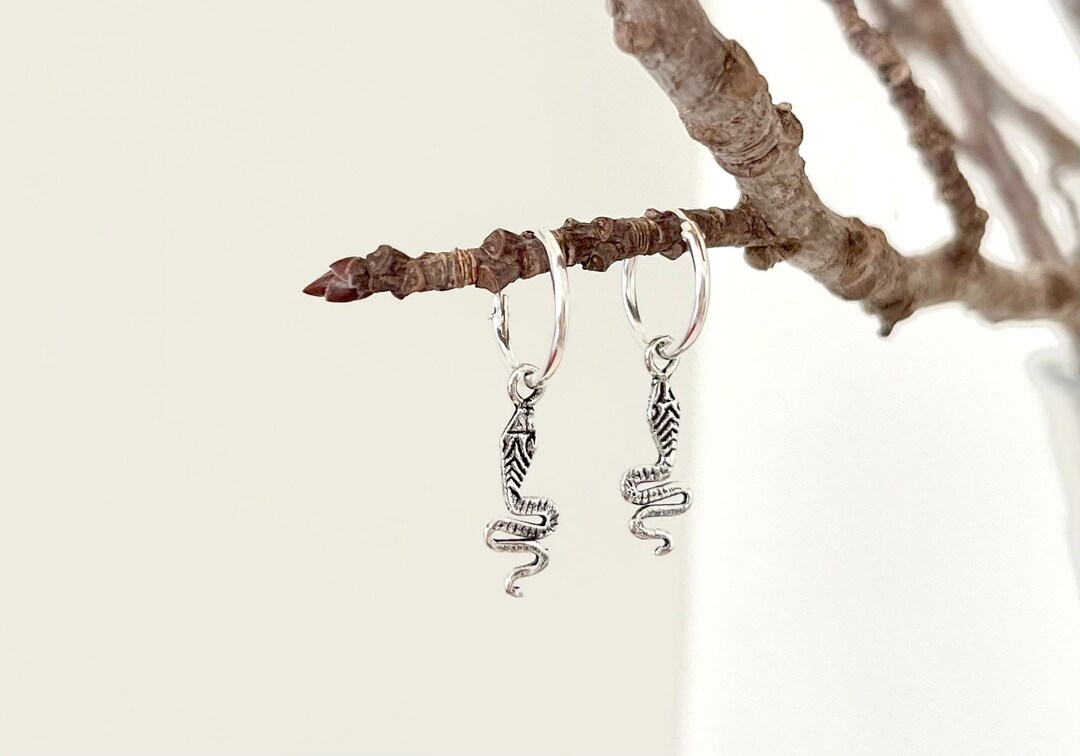 Silver Hoops W Cute Python - Etsy