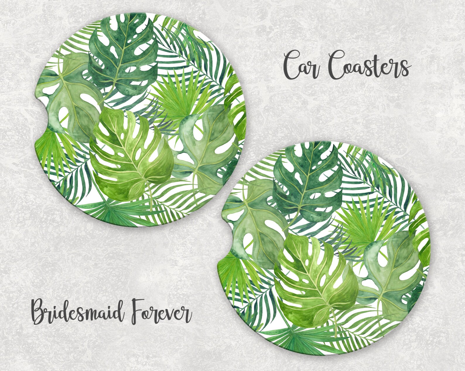 Car Coasters Set of 2 Tropical Leaves Tropical Coaster | Etsy