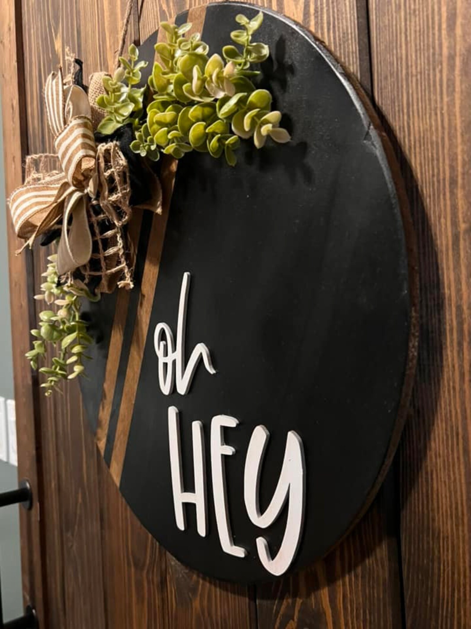 Oh Hey Front Door Wooden Round Sign Farmhouse Door Decor - Etsy
