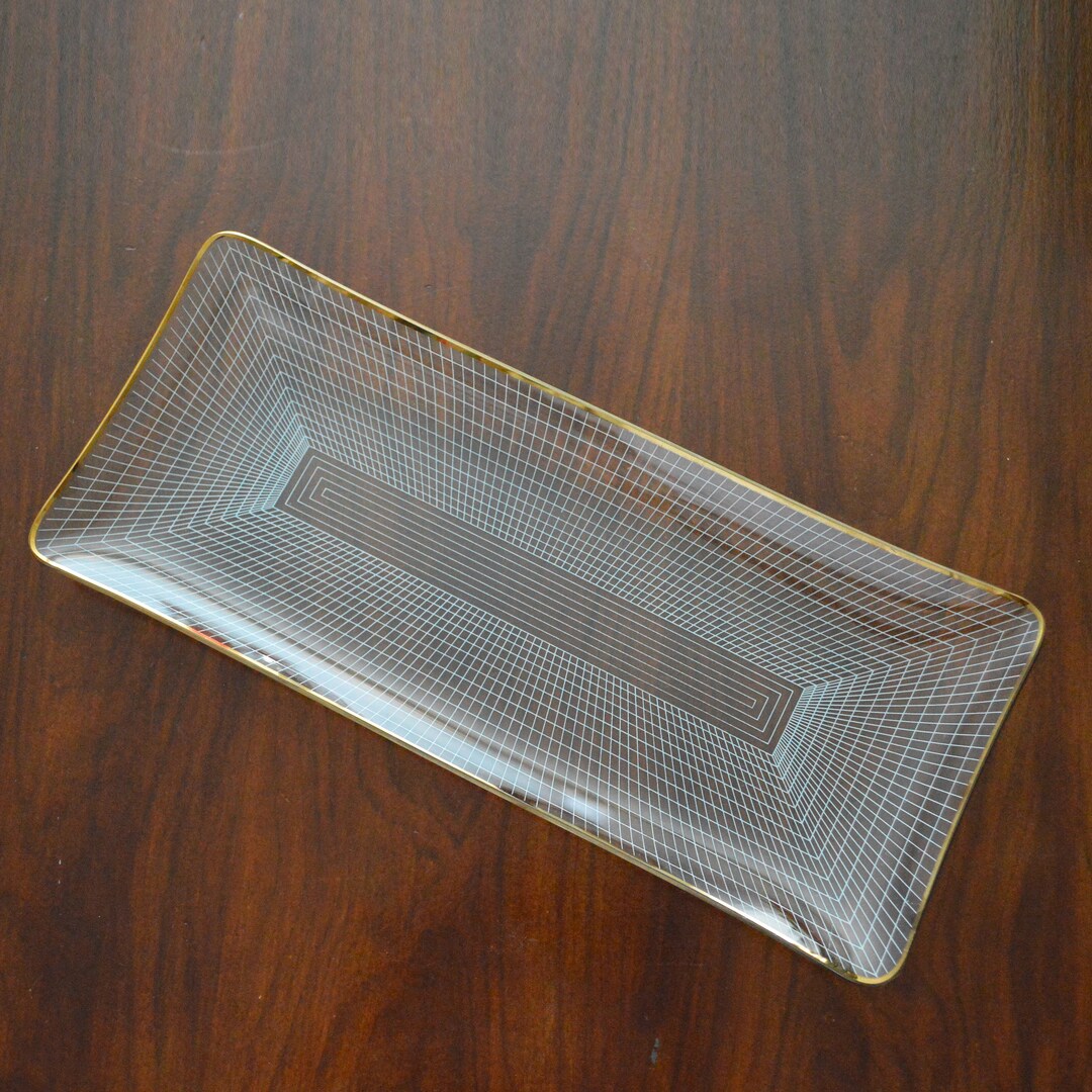 Clear Filigree Glass Plate. Tray With Gold Rim. Vintage - Etsy