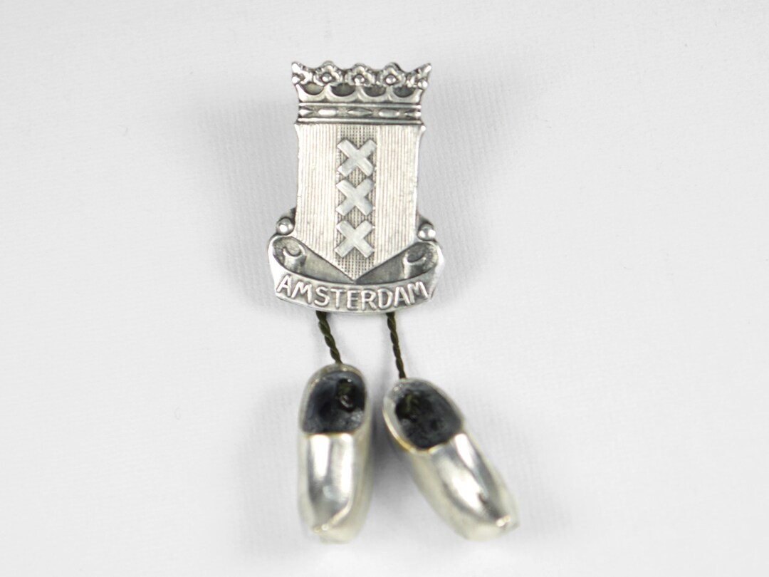 AMSTERDAM Button Hole Pin Brooch Coat of Arms and Clogs - Etsy