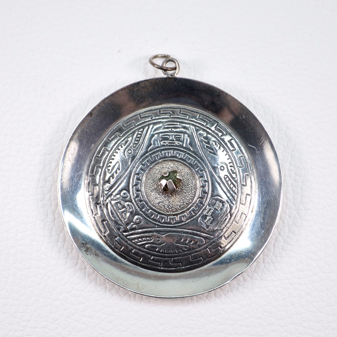 Aztec Mayan Silver Pendant. Pre-columbian Mexican Silver Medallion ...
