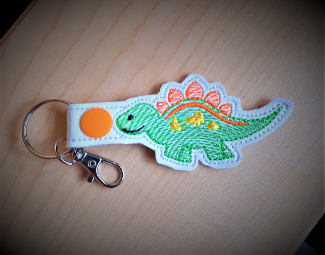 Colorful Dino Cartoon Key Fob Stegosaurus Cute Pink - Etsy