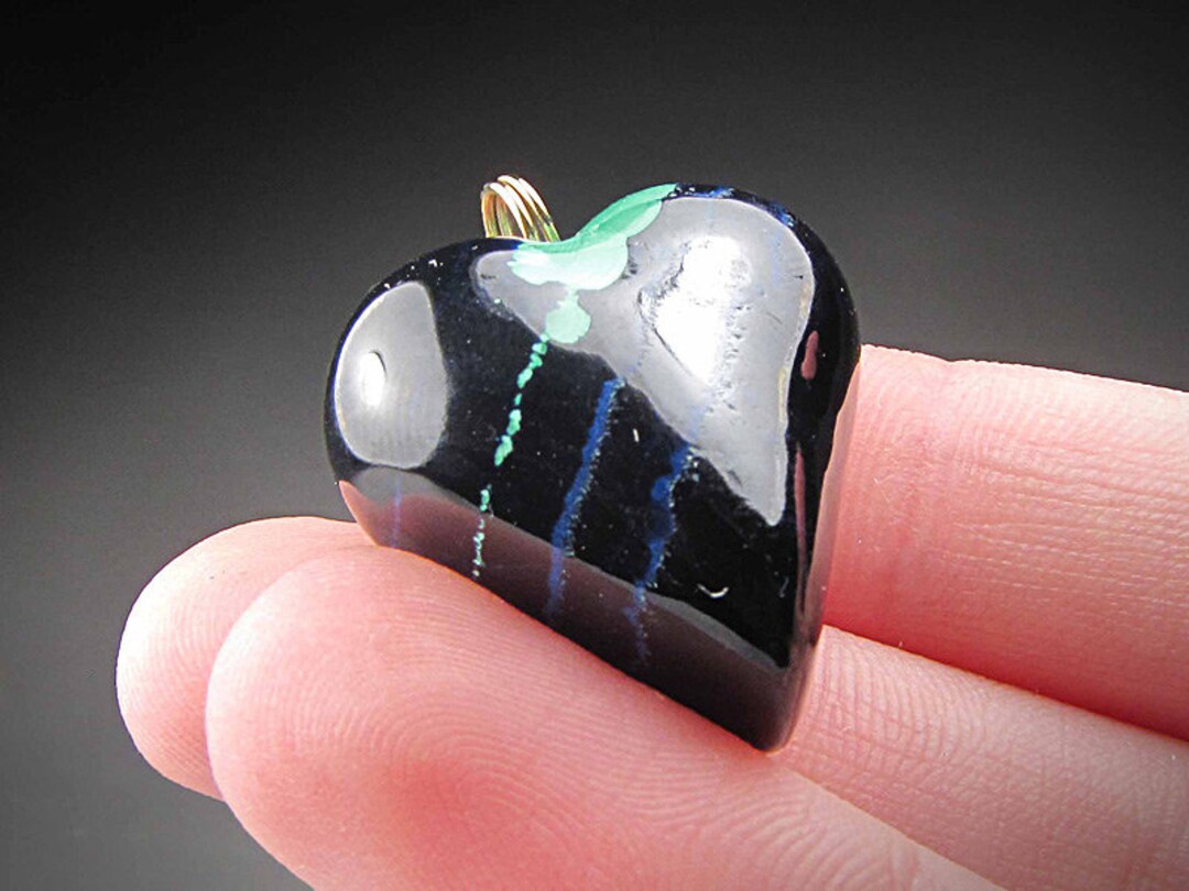 Polished Azurite and Malachite Heart Pendant, Morenci, Arizona - Etsy