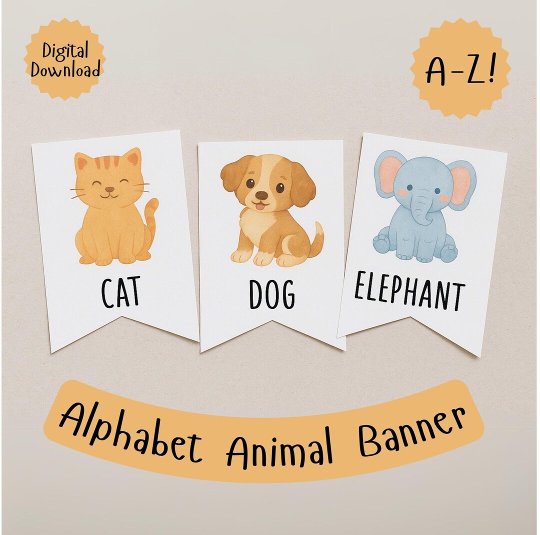 Animal Alphabet Banner – Watercolor Nursery Decor (digital Download) - Etsy