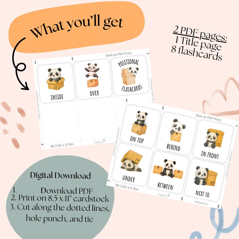 Panda Positional Flashcards | Montessori Homeschool Printable (digital ...