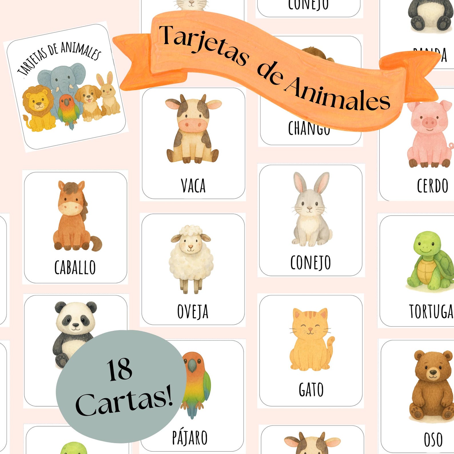 SPANISH Animal Flashcards | Tarjetas Didácticas De Animales Para ...