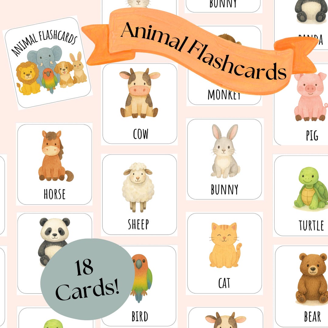 Printable Animal Flashcards | Toddler & Preschool Learning Cards ...