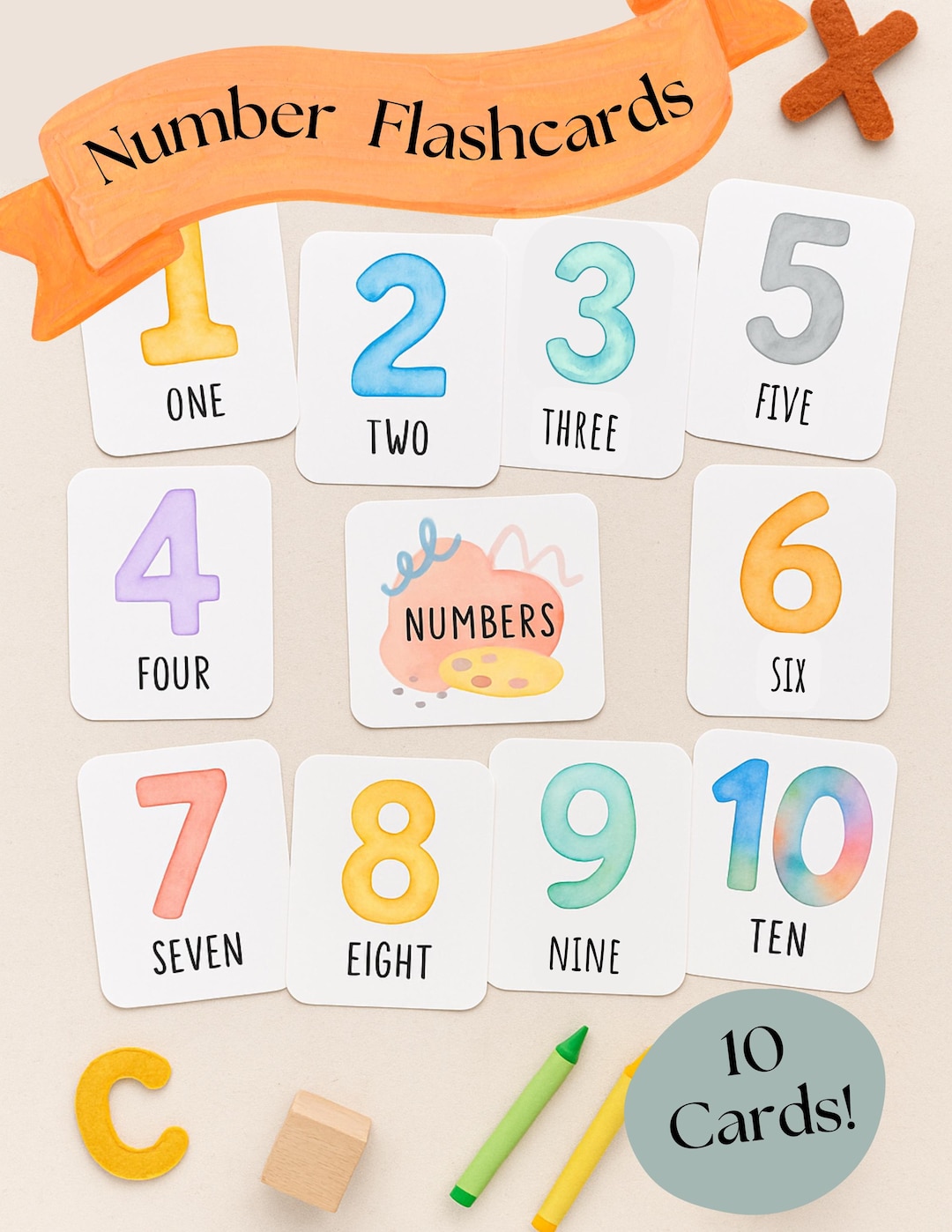 Number Flashcards | Printable Colored Number Cards | Learning for ...