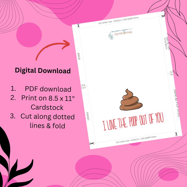 Printable I Love the Poop Out of You Greeting Card Digital Download 4x6 ...