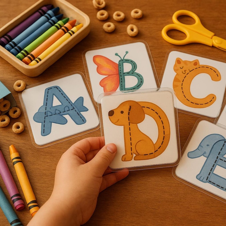 Watercolor Alphabet Flashcards | Letter Tracing for Preschoolers ...