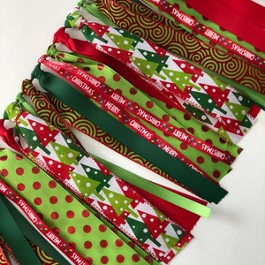 Red and Green Christmas Ribbon Garland // Ribbon Banner // Christmas ...