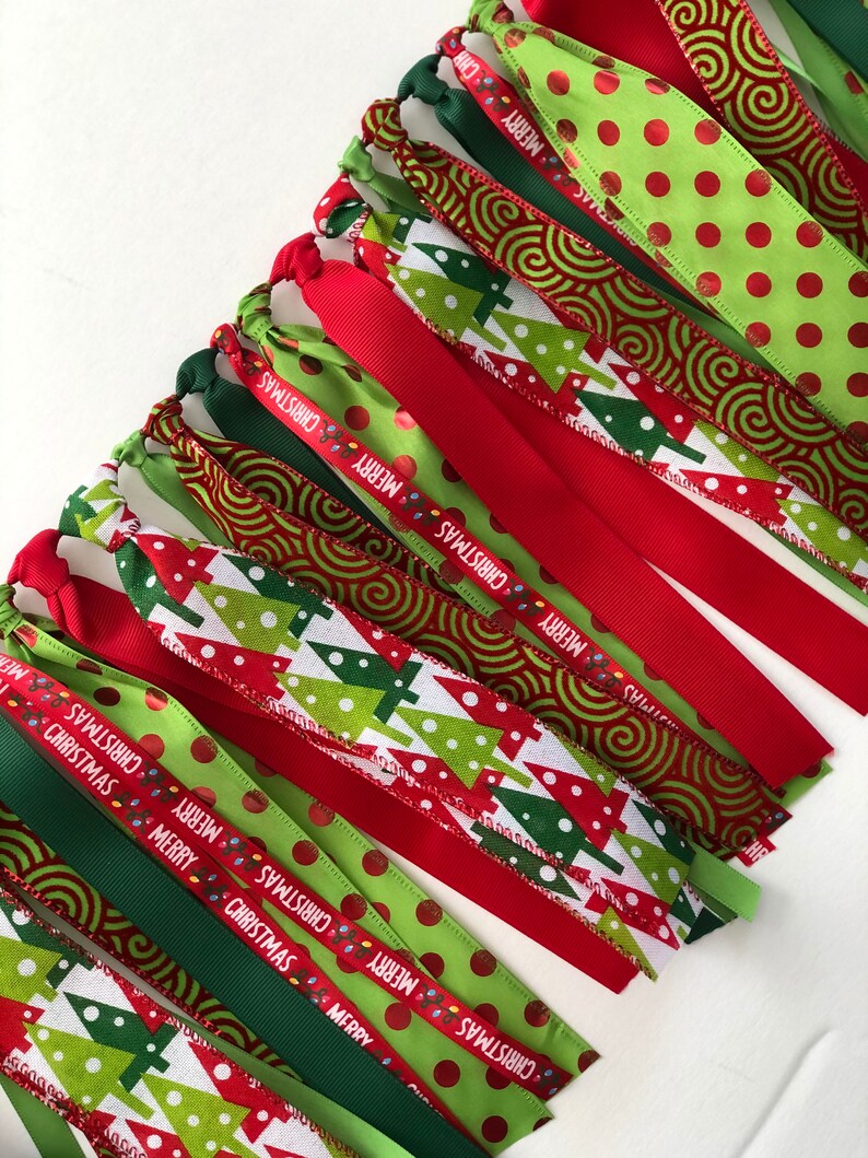 Red and Green Christmas Ribbon Garland // 2020 Update // | Etsy