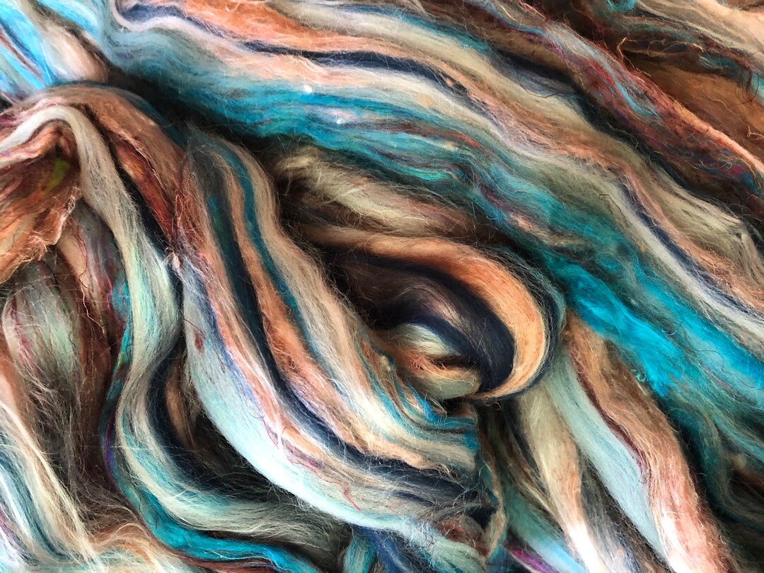 ROVING Beachfront, Sand and Sea Merino Sari Silk Roving, Ocean Spinning ...
