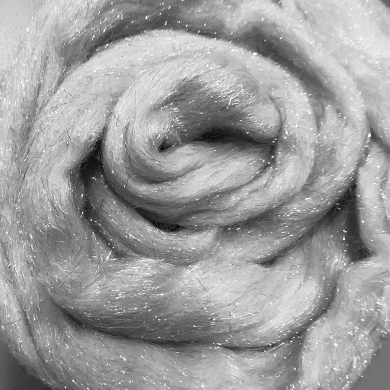 WHITE SPARKLE Roving, Holiday Christmas Felting Wool, White Wool With ...