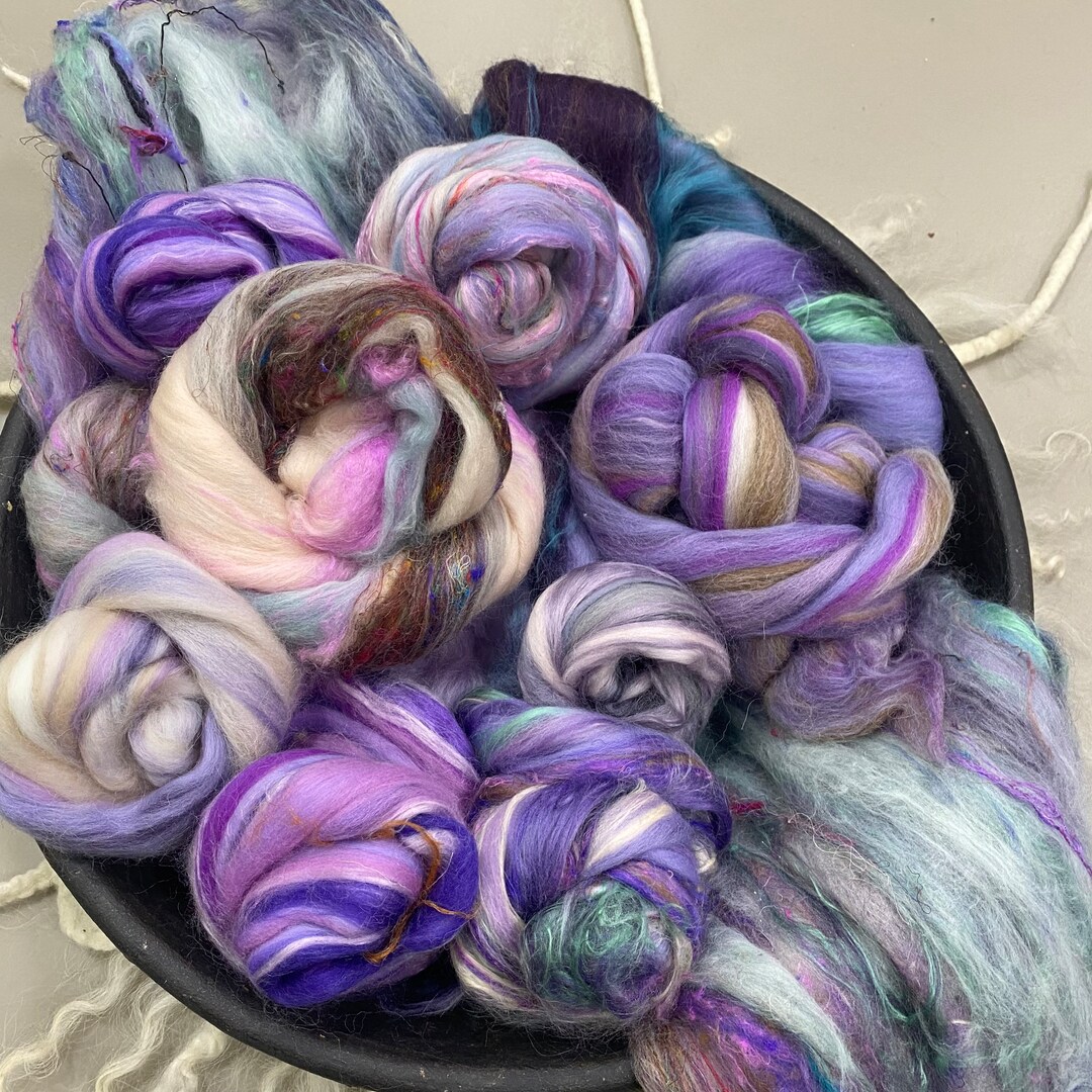 VIOLETS FIBER Bundle,bag O Violets,purple Lavender Art Batt Kit ...