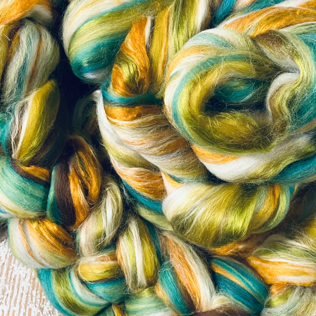 CLEARANCE BOHEMIA Roving, Green Gold Spring Combed Top ,19 Micron ...