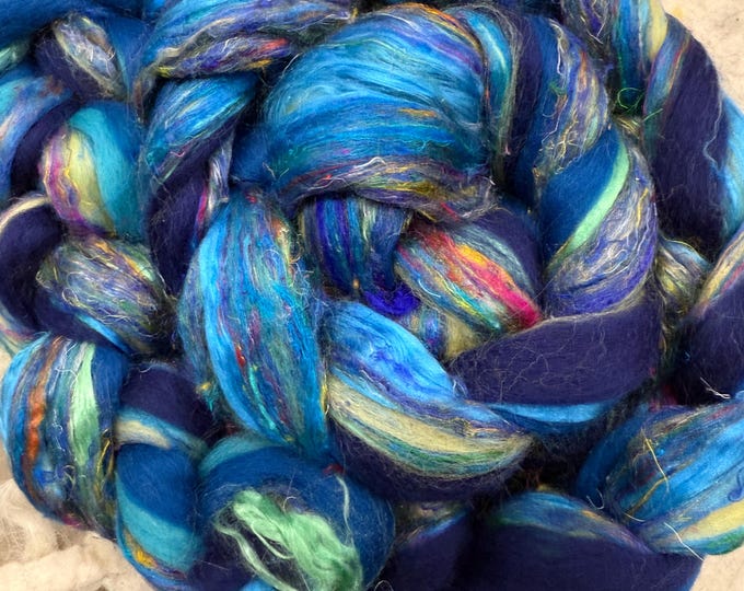 CLEARANCE ROVING Celestial Blue Yellow Roving,merino Silk Roving for ...