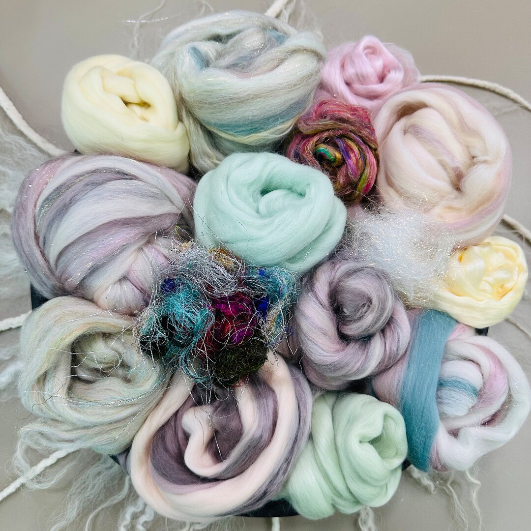FIBER BUNDLE, Enchanted Fiber Kit, Vintage Pastels Art Batt Kit ...
