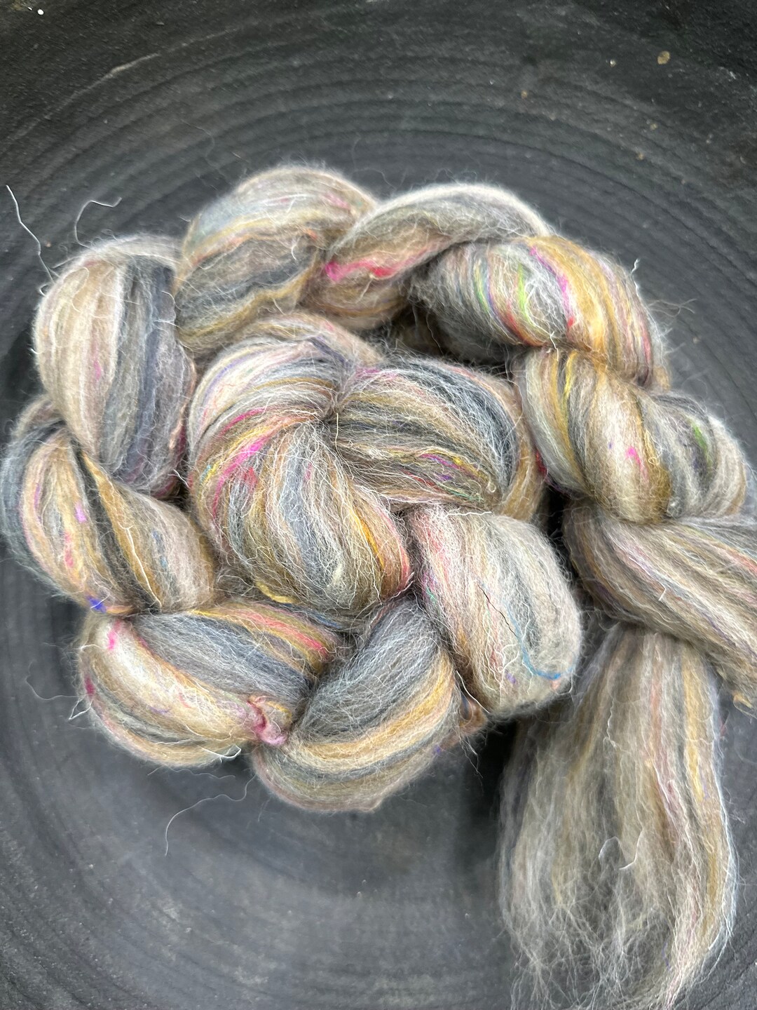 CLEARANCE ROVING, "cave Painting”, Gold Grey Cream Black Wool Roving ...