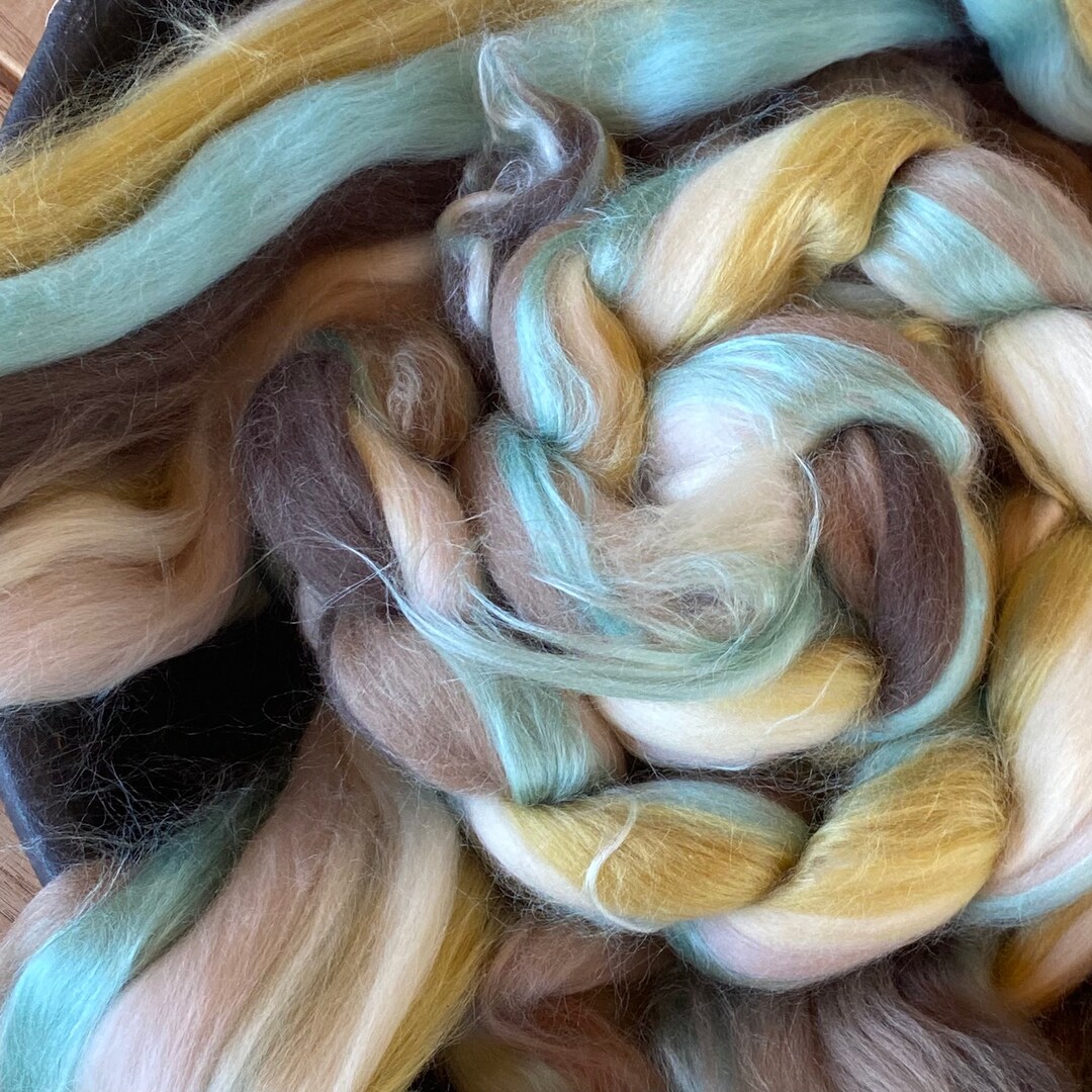 Roving,aqua Patina,sand and Sea Roving,ocean Roving,19 Micron Merino ...