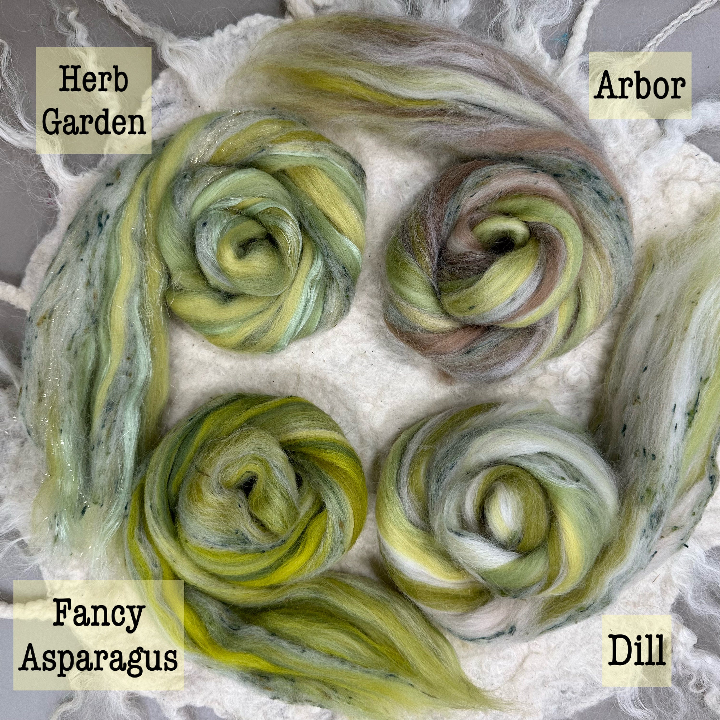 WOOL ROVING Herb Garden, Green Sparkle Roving, Weaving Wet Felting ...