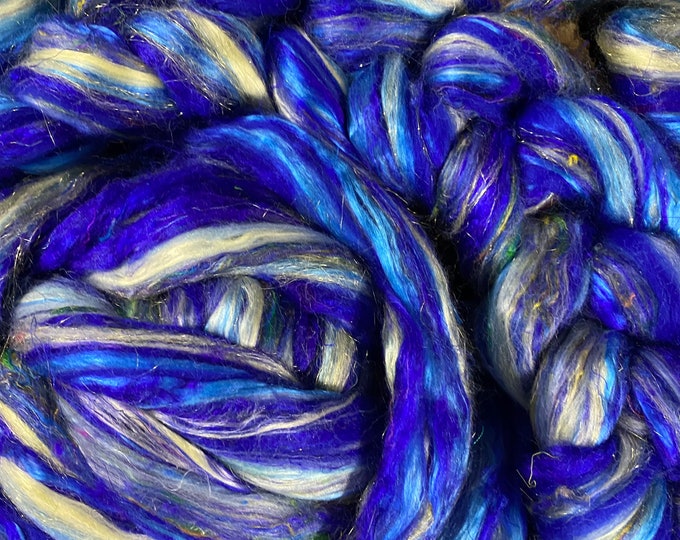 CLEARANCE Roving,madonna Blue White Glitter Roving,santorini Fiber,blue ...