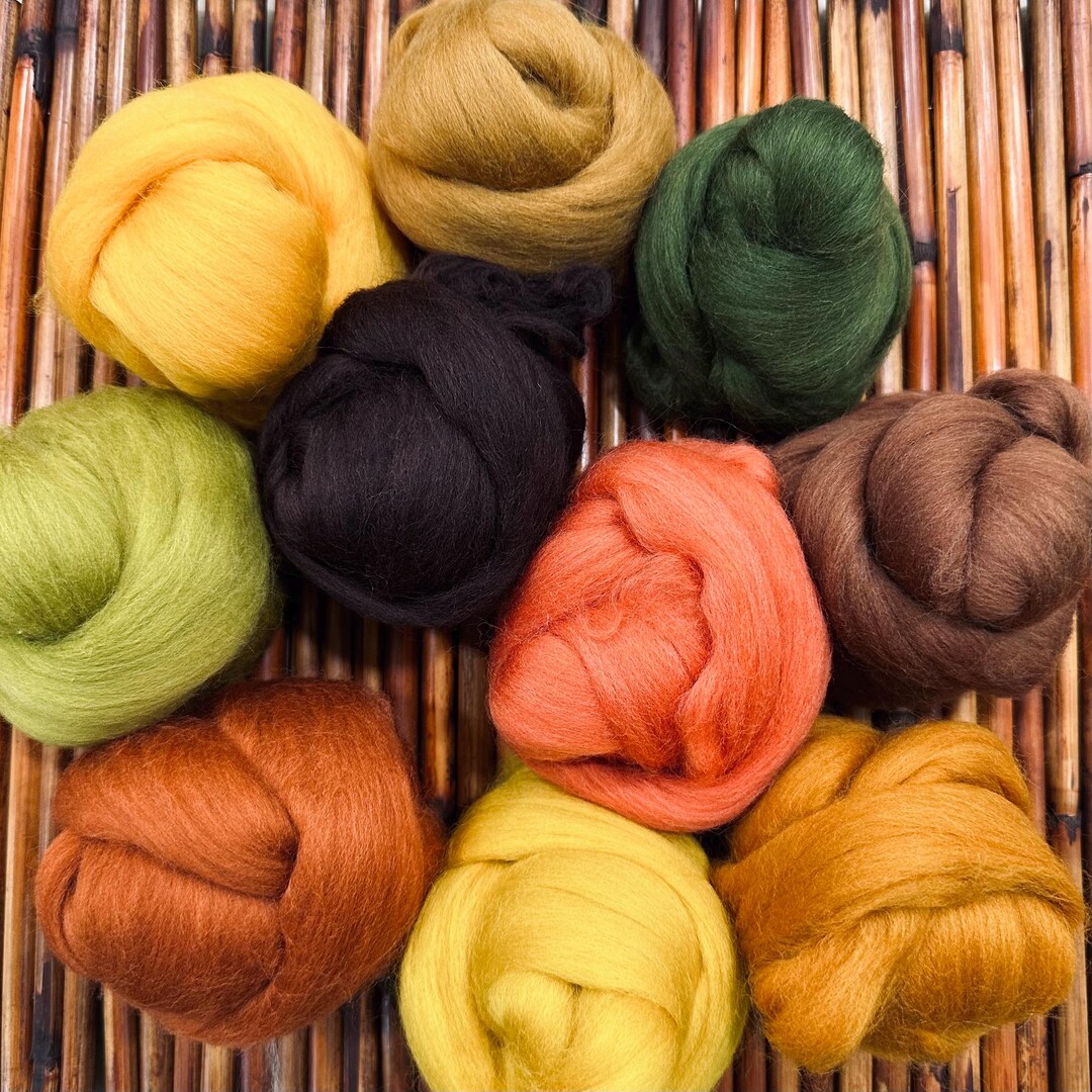 AUTUMN MERINO Bundle, Green, Orange, Gold, Brown 23 Micron Merino ...