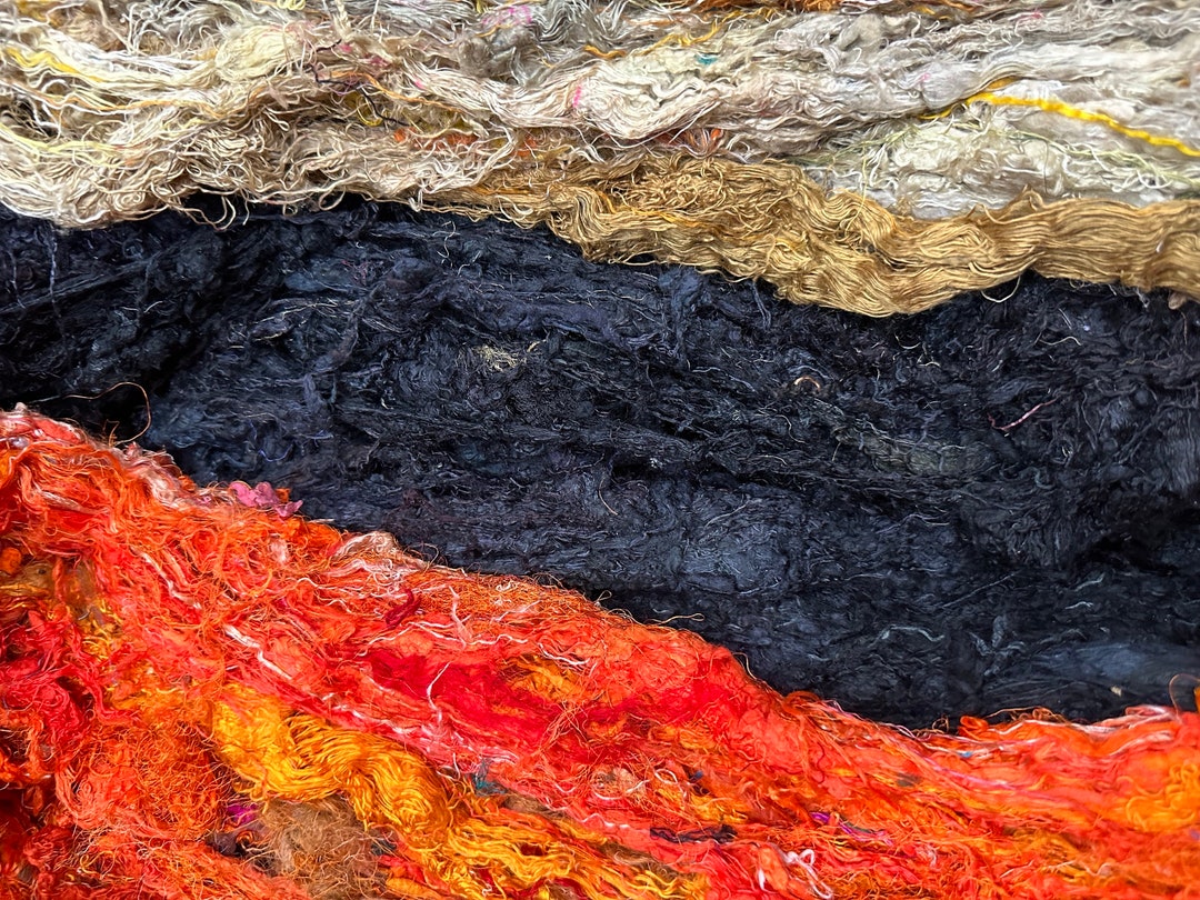 Chaotic Silk Buy Individually or as a Trio,sari Silk Waste, Art Batt ...