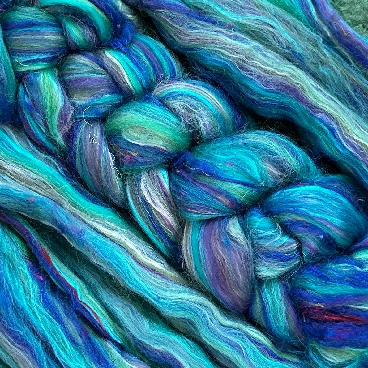 ROVING Mermaid, Blue Green Purple 19 Micron Merino Silk Combed Top ...