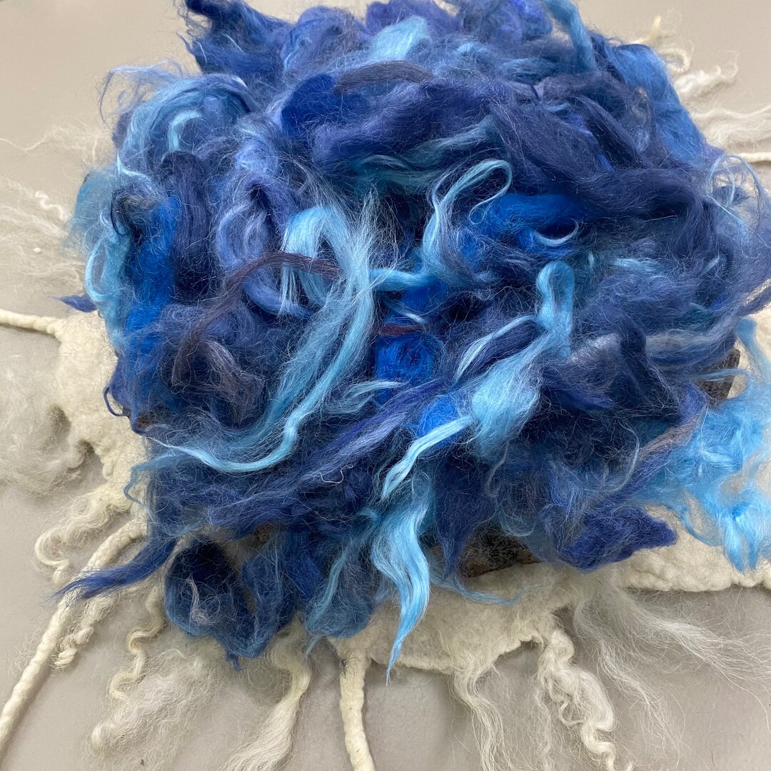WOOL BITS Blue Jeans, Wet Felting Wool Scraps,hand Dyed Blue Wool ...