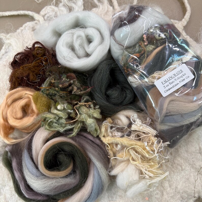 FALLINGWATER Wet Felting or Art Batt Kit, Textured Landscape Palette ...
