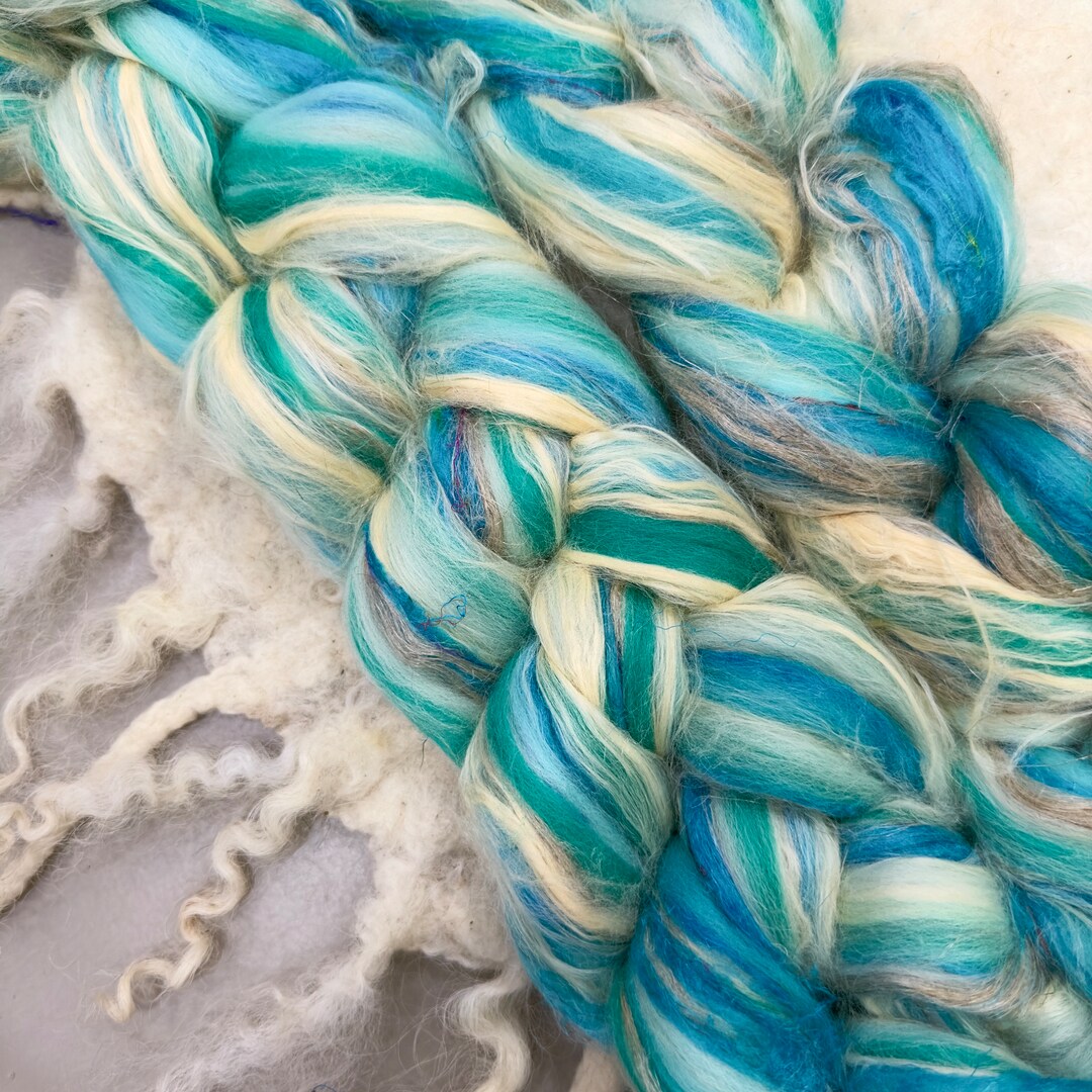 ROVING, Dominica, Caribbean Blue Roving,merino Sari Silk Roving ...