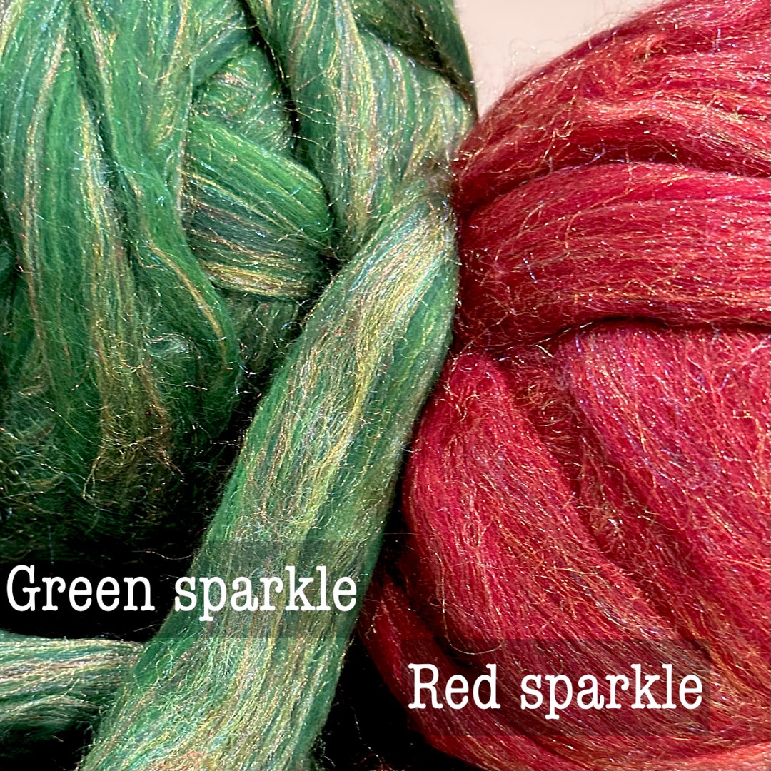 CHRISTMAS ROVING, Red and Green Glitter Rovings, Red Green 23 Micron ...
